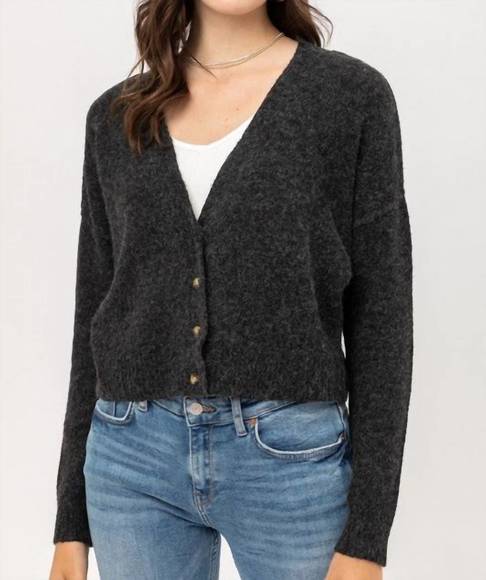 Love Tree | Sweaters | New Love Tree Nat Cropped Cardigan In Charcoal ...